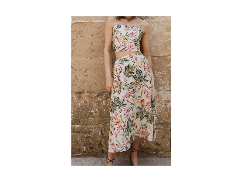 H&M LINEN BLEND KOMPLET SUKNJA I TOP MAJICA NOVO