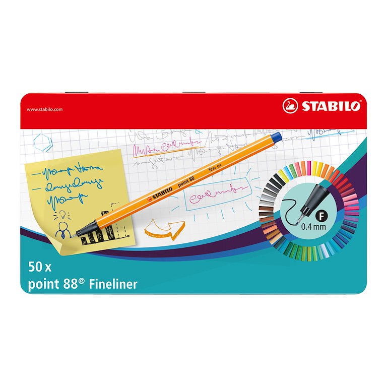 Lajneri STABILO point 88 metalna kutija set 1/50