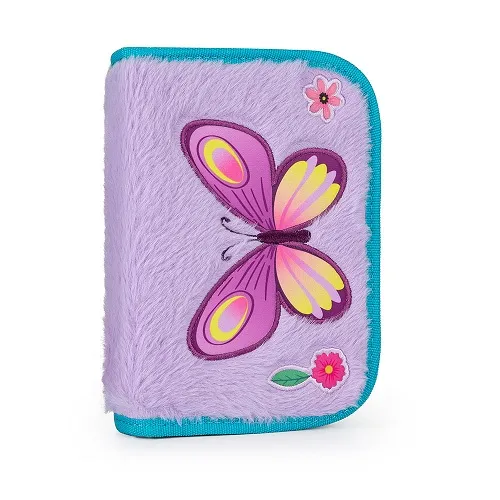 Prazna pliš pernica 1 zip BUTTERFLY