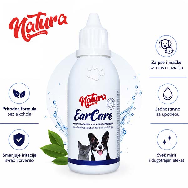 Natura EarCare, Losion za Čišćenje Ušiju kod Pasa i Mačaka - 100 ml
