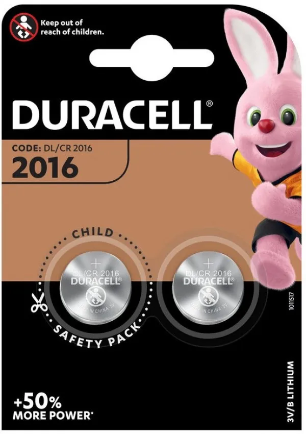 Duracell LM CR2016 LITHIUM 3V baterije dugme, PAK2 (cena po kom.)