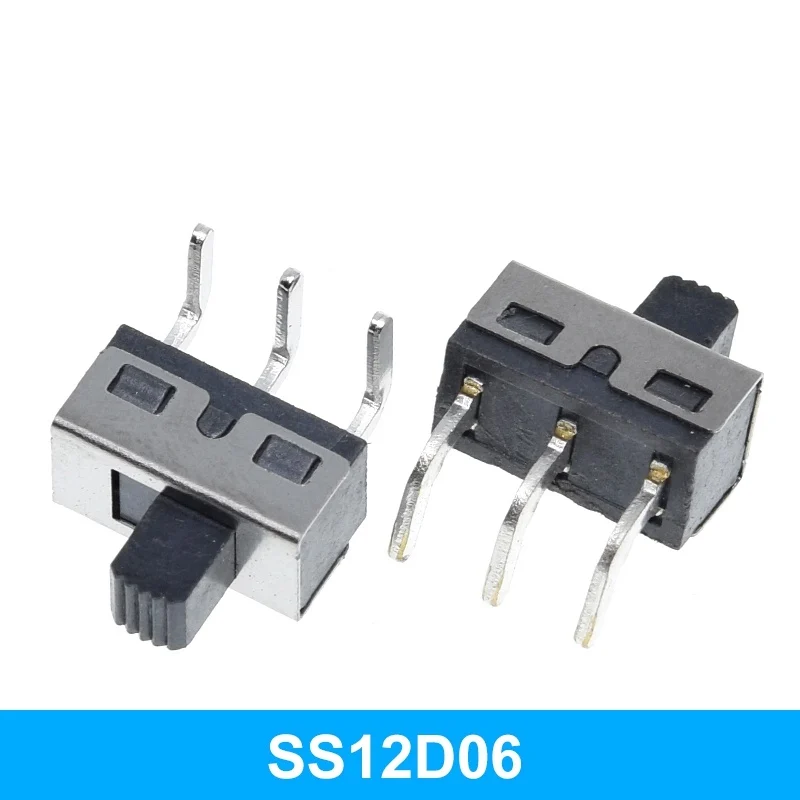 Klizni prekidač SS12D06 3-pin 3A/250V ugaoni za PCB