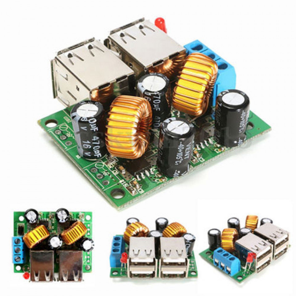 DC-DC Step-Down Konverter 9V-40V na 5V 5A sa 4 USB Porta