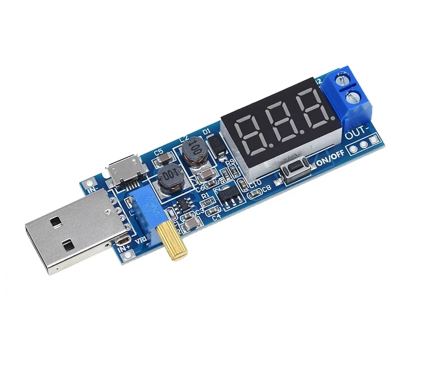 USB Podesivi DC-DC Buck-Boost Pretvarač Napona 1.2V-24V sa Displejom - Step-up/Step-down Modul
