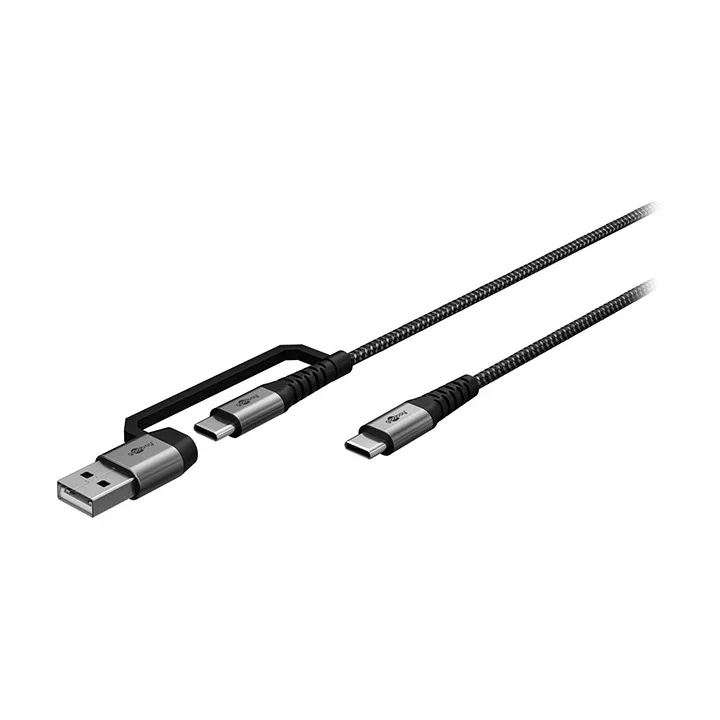 Goobay 2-in-1 USB-C na USB-C Kabl sa USB-A Adapterom 2m Brzi Punjač