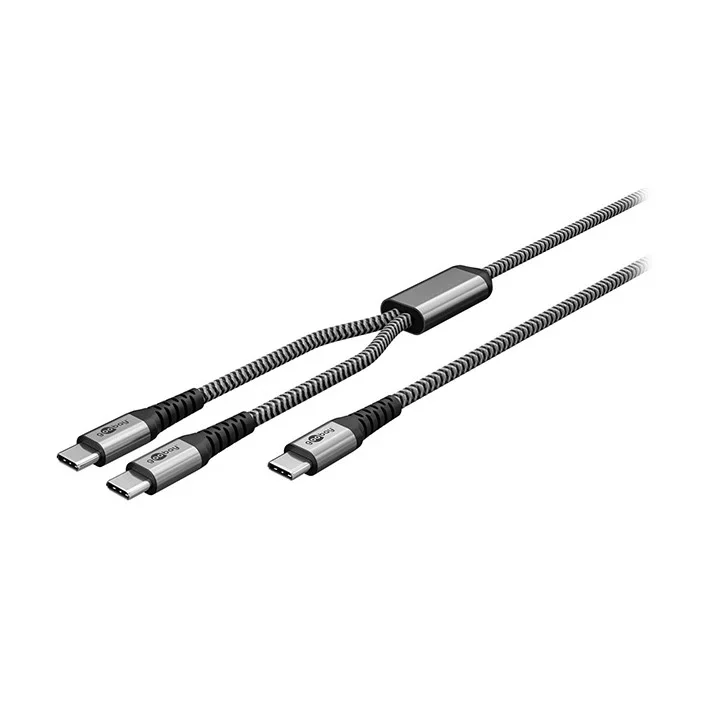 Goobay Dupli USB-C na USB-C Razdelni Kabl za Punjenje 60W Tekstilni