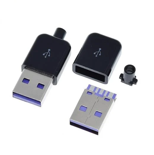 USB A Muški DIY Konektor za Lemljenje 65W 5A 5-Pin (Brzo Punjenje i OTG)