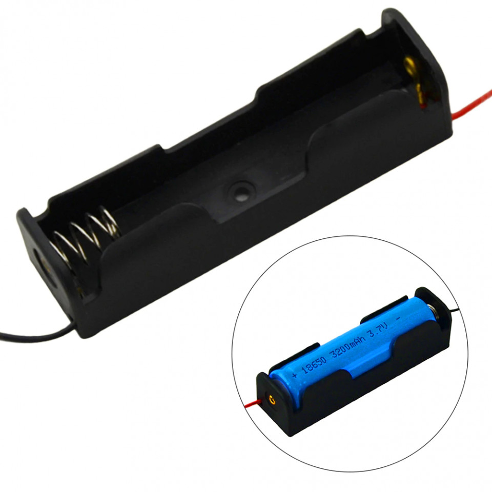 Kućište za 18650 Li-Ion bateriju 3.7V sa žicama (1 slot) - za Arduino i DIY
