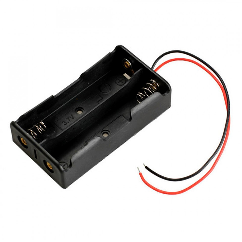 Kućište za dve 18650 baterije sa žicama (3.7V - 7.4V)