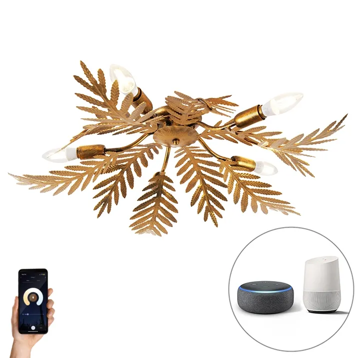 Vintage pametna plafonska lampa zlatna 70 cm uklj. 5 WiFi B35 - Botanica