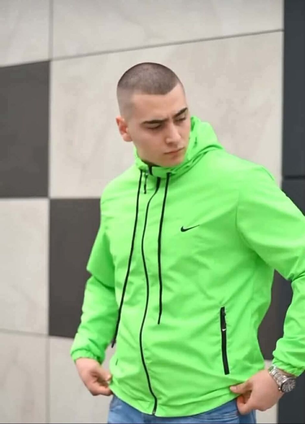 Muška sportska jakna sa kapuljačom – neon zelena - Lagan