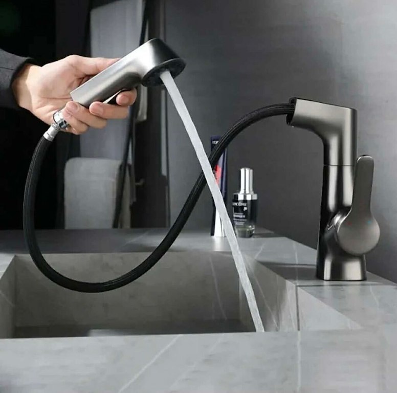 Slavina za lavabo sa izvlačnim tušem i teleskopskim podizanjem -