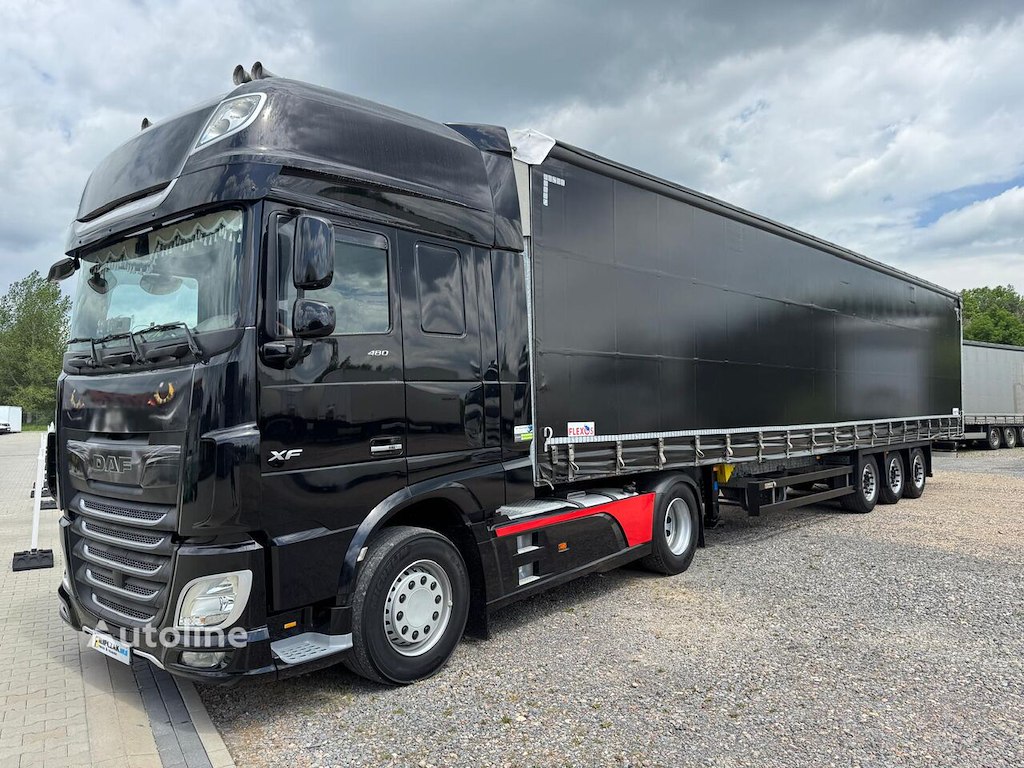 DAF XF 480 SSC + VARIOS Zestaw Standard tegljač + poluprikolica sa kliznom ceradom