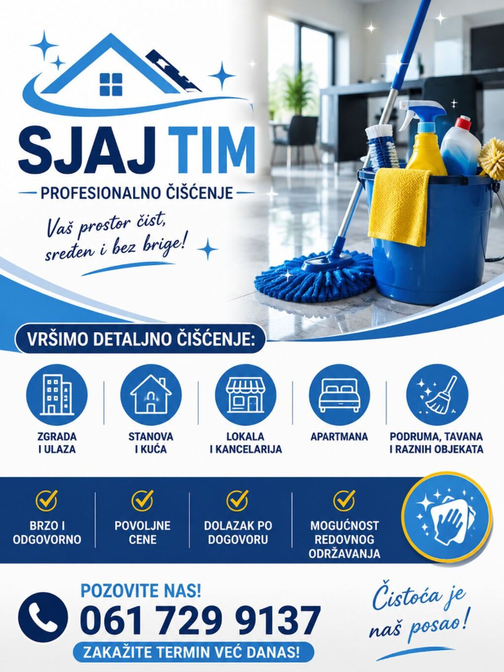 Vršimo kvalitetno čišćenje i redovno održavanje: -Zgrada, -Stanova