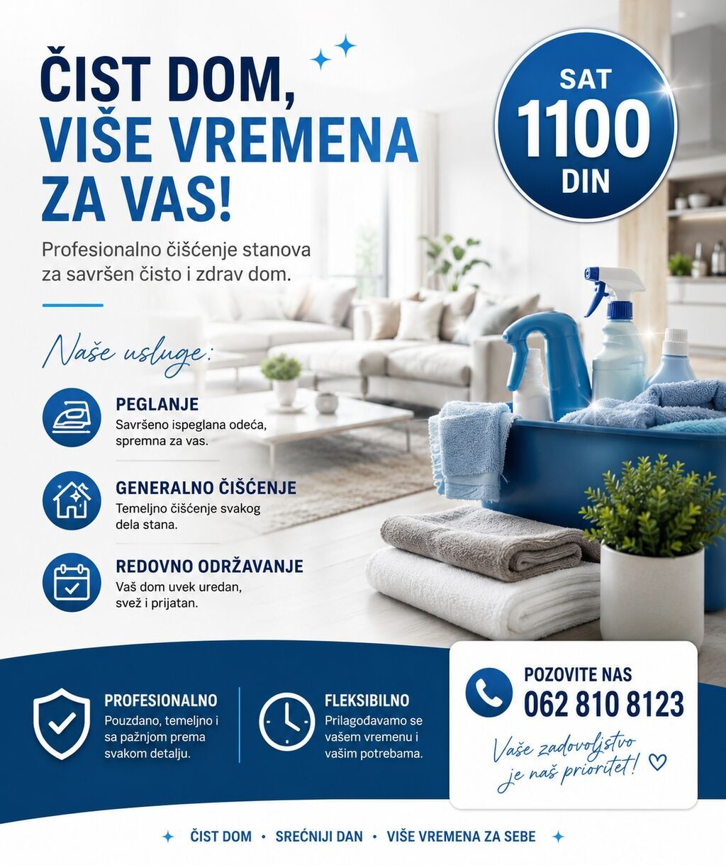 Profesionalno čišćenje stanova – savršeno čist i zdrav dom. Usluge: -