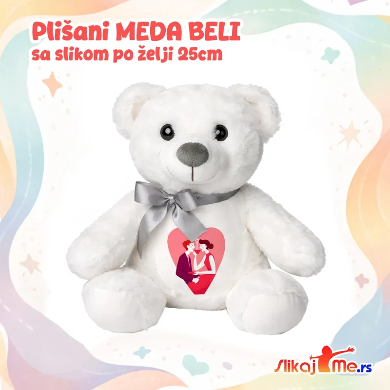 Plišani meda beli sa slikom