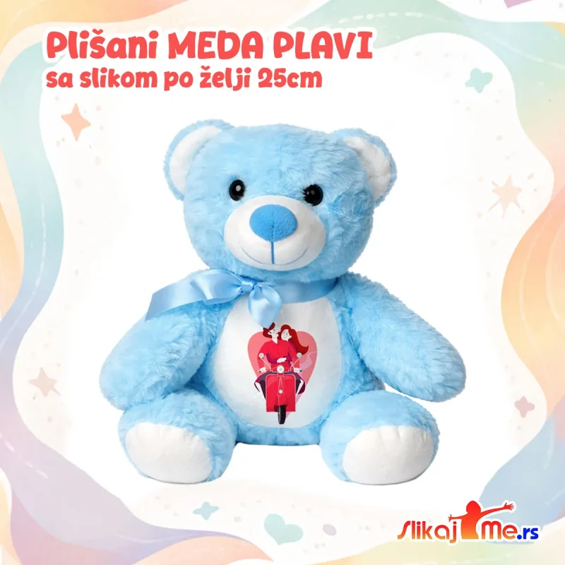 Plišani meda plavi sa slikom