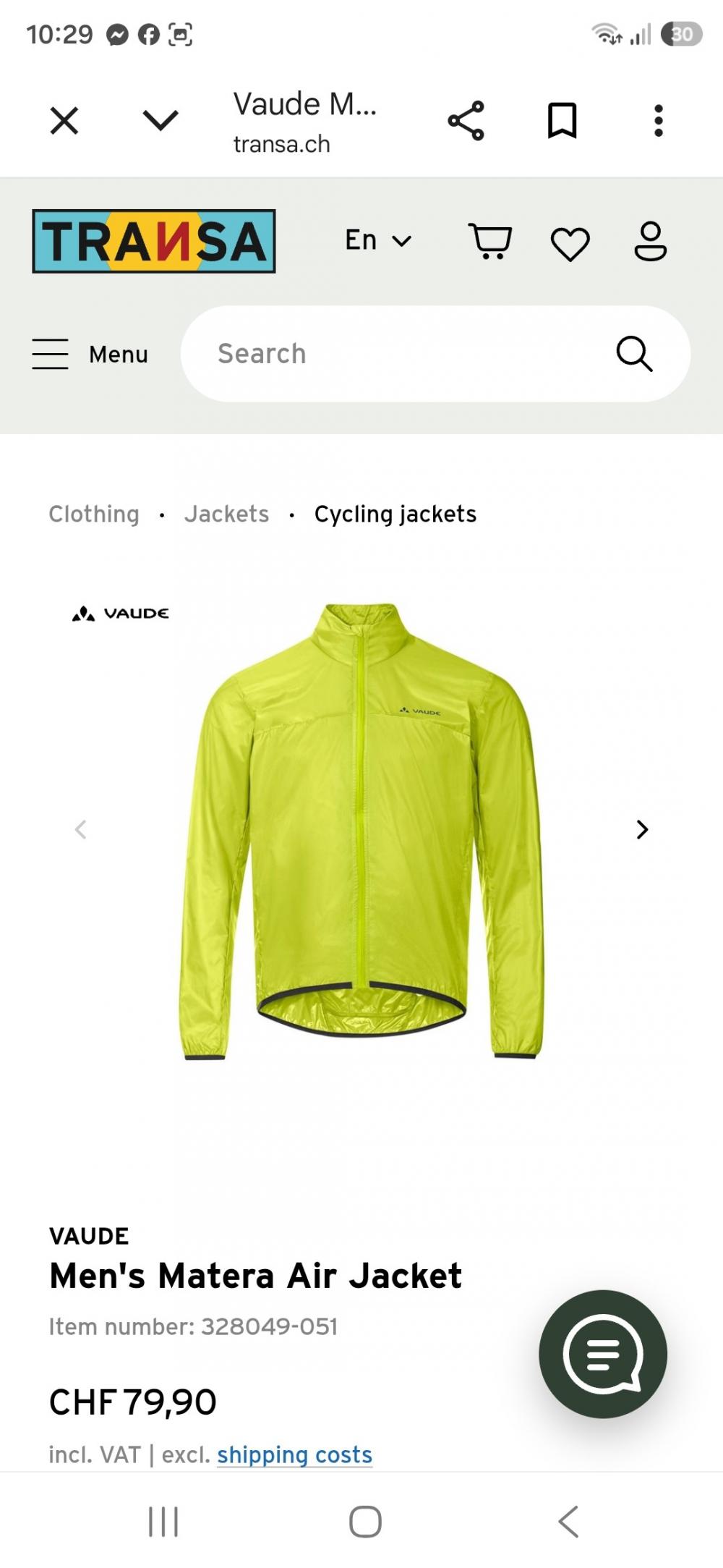 Vaude men's matera air jacket vel L 52 NOVO