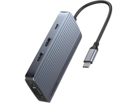 ANKER USB-C Data Hub 8u1 Triple Display PD 85W doking stanica siva