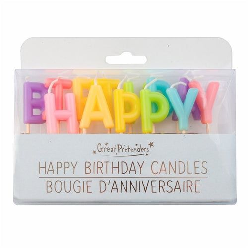 Set sveća - Happy Birthday u duginim bojama