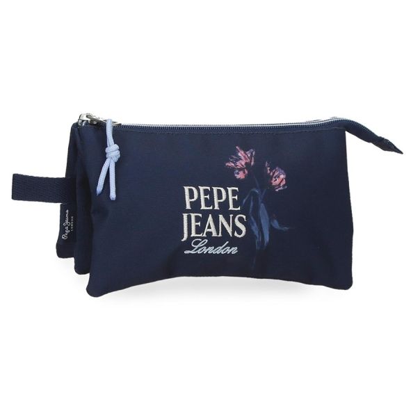 PEPE JEANS LENAY prazna pernica sa 3 pregrade - teget