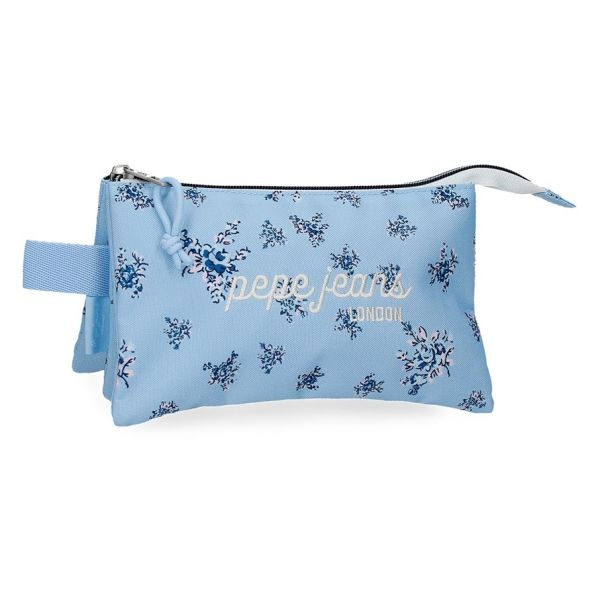 PEPE JEANS OLIVIA prazna pernica sa 3 pregrade - sky blue