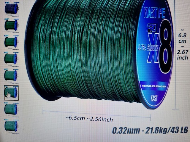 Upredena struna x8 300m 0,23mm tamno zelena