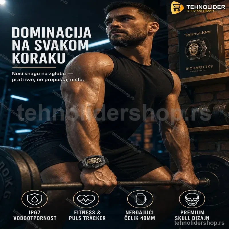 Richard TK9 Pametni Sat – Fitness Tracker, IP67, Nerđajući Čelik 49mm