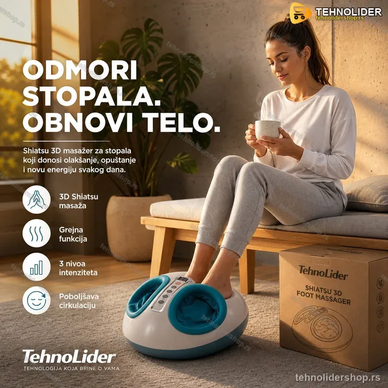 SHIATSU 3D Masažer za Stopala sa Infracrvenim Zagrevanjem i Vazdušnim Jastučićima