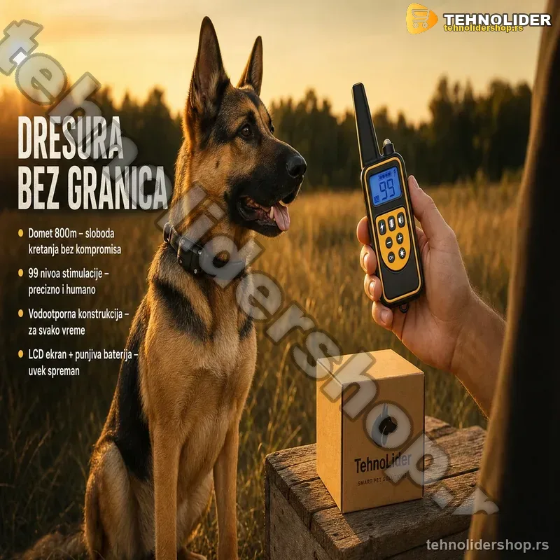 Teletakt Ogrlica za Dresuru Pasa – Vodootporna, Domet 800m