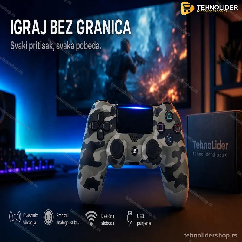 Bežični Džojstik za PS4 DoubleShock 4 – Sivi Maskirni