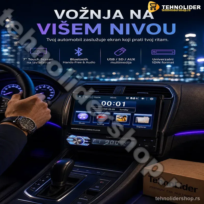 Auto Multimedija na Izvlačenje 1DIN 7″ Touch Screen sa Bluetooth-om