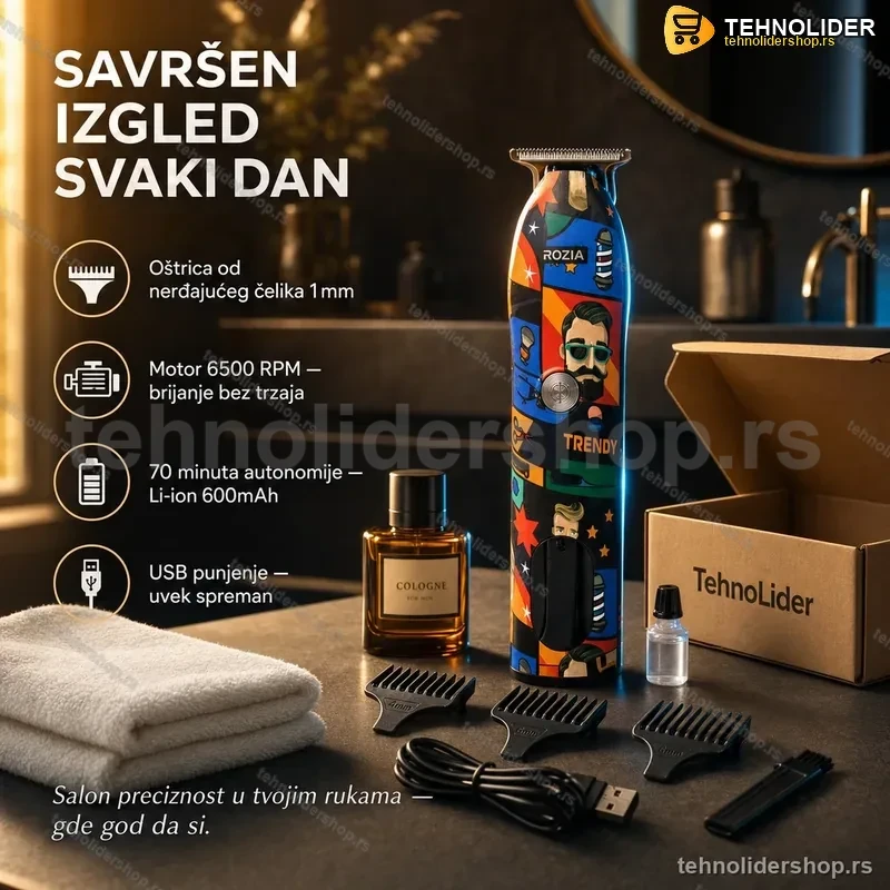 Rozia Trendy Mašinica za Šišanje i Brijanje – LED Displej, USB Punjenje