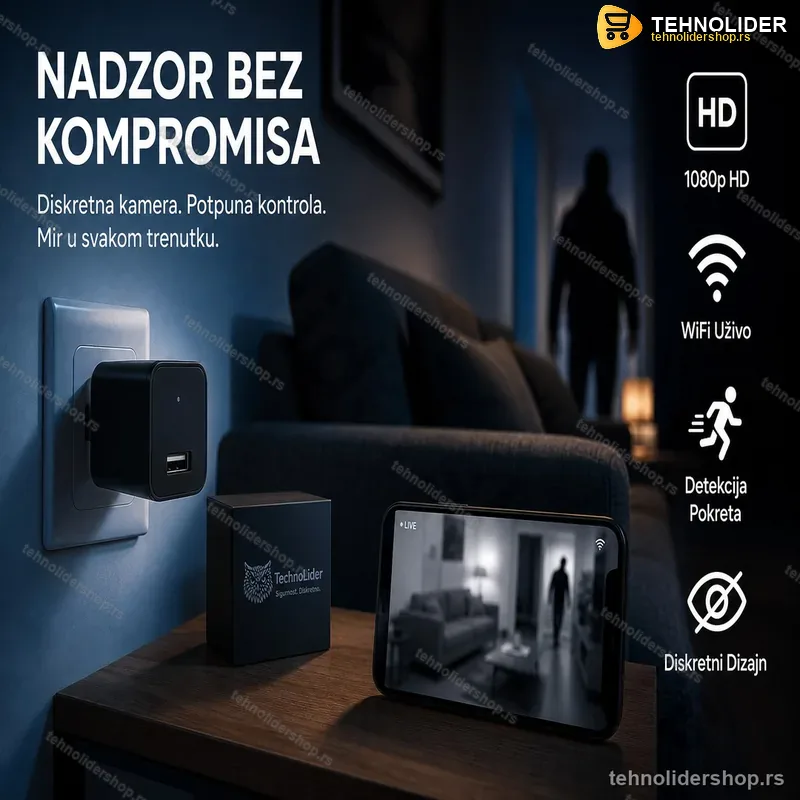 Špijunska Kamera WiFi u Obliku USB Punjača – 1080P Nadzor