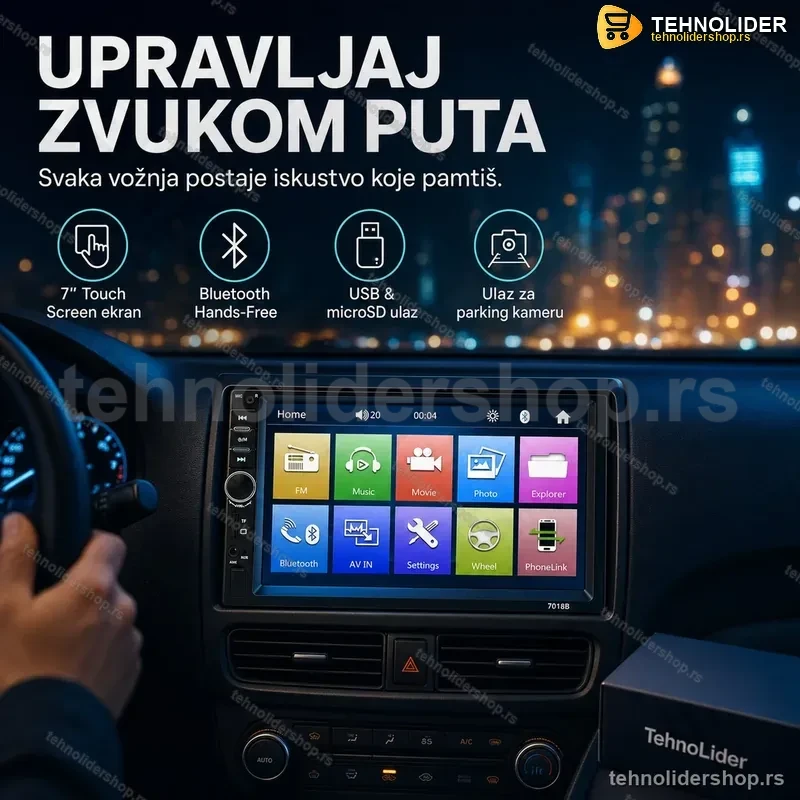 Auto Radio 2DIN 7018B – 7″ Touch Screen, Bluetooth i USB