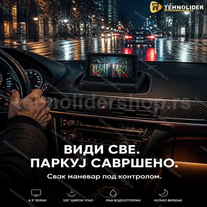 Sklopivi Monitor za Auto 4.3″ — Ekran za Parking Kameru