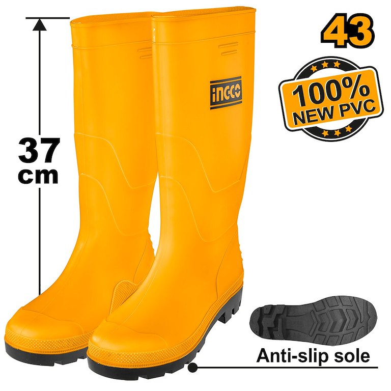 INGCO Gumene čizme žute br. 43 SSH092LID: EK000724305