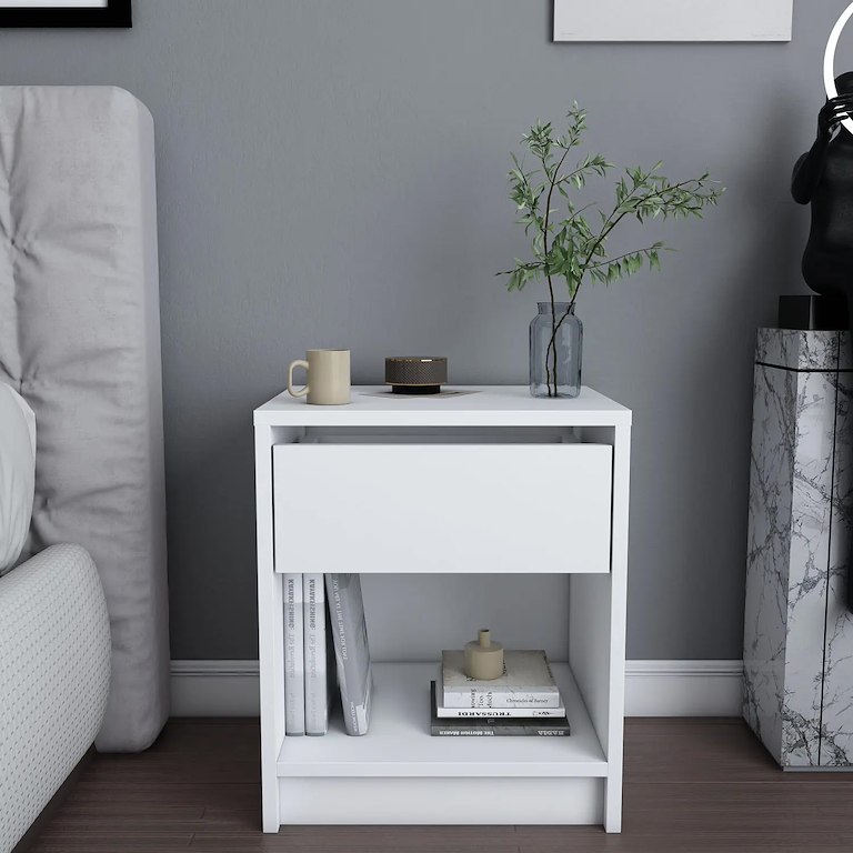 Hanah Home Noćni ormarić Sheridan 44,6x52,8x35,9cm Beli