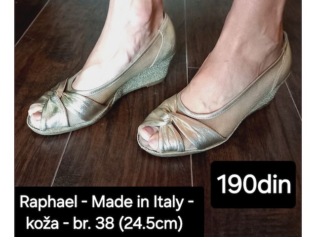 Raphael potpetice zlatne kožne Made in Italy br. 38
