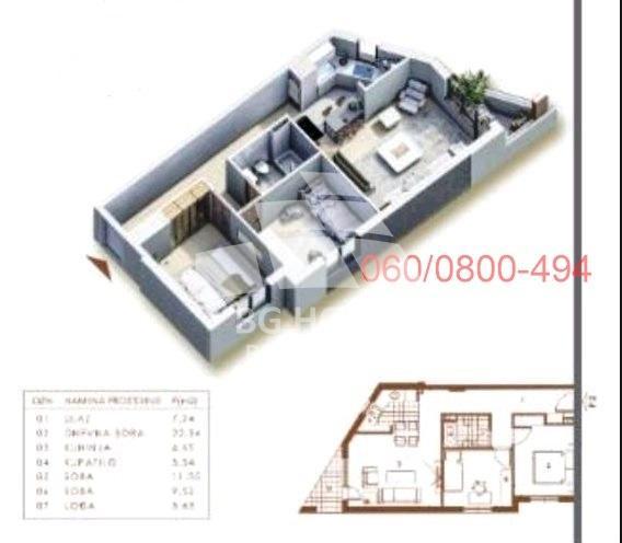 Nine Kirsanove, Trosoban stan na prodaju, 61m2, 136.000€