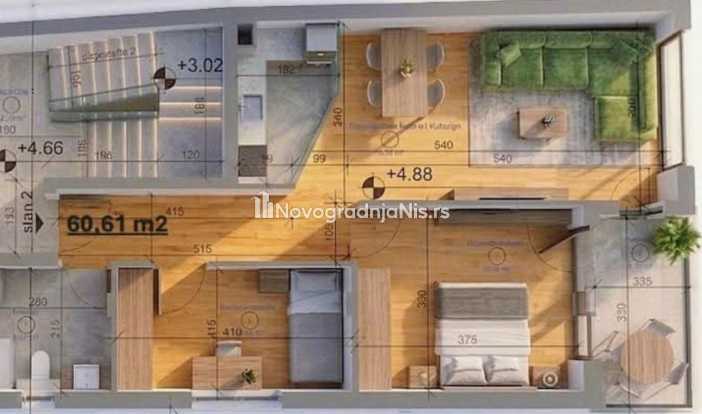 U blizini OŠ Kole Rašić i Palilulske pijace, Dvoiposoban stan na prodaju, 60.61m2, 112.129€