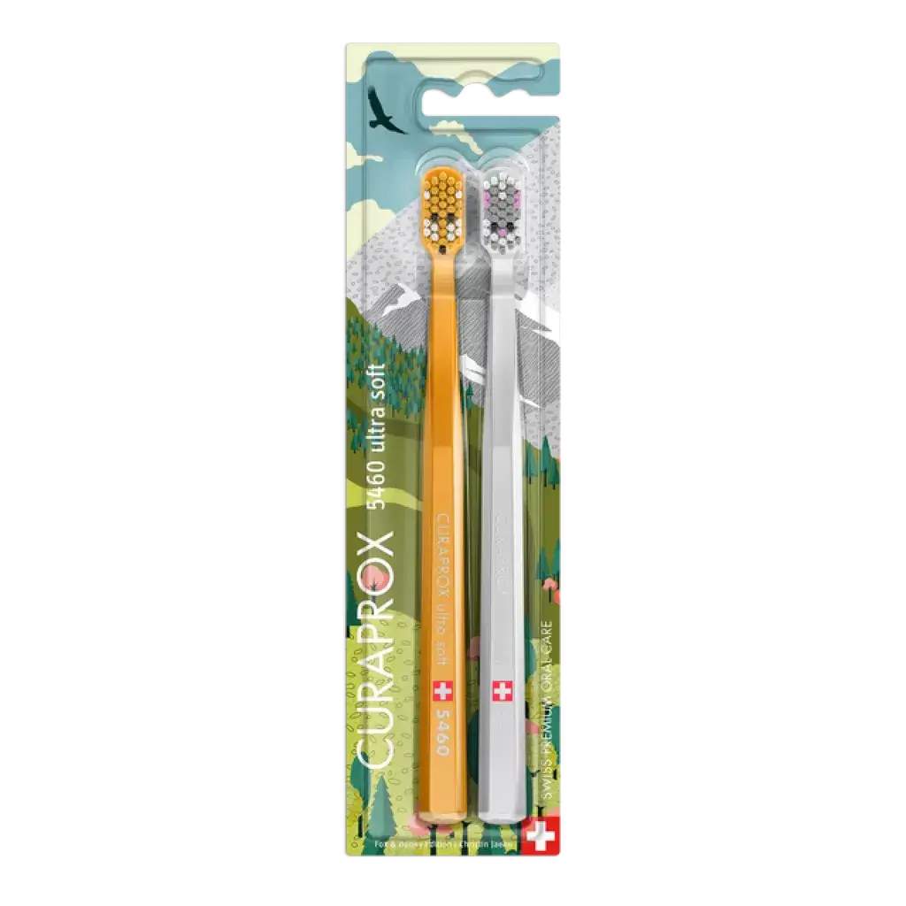 Curaprox Dečije četkice za zube 5460 Fox and Bunny, 2 komada, Šarene