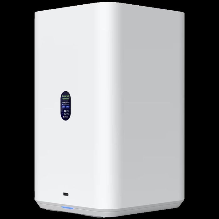 Ubiquiti UniFi UNAS-2-W-EU Network Attached Storage with (2) 3.5inch HDD bays, 2.5 GbE networking, USB-C connectivity, and an included PoE++ adapter, all in a compact footprint