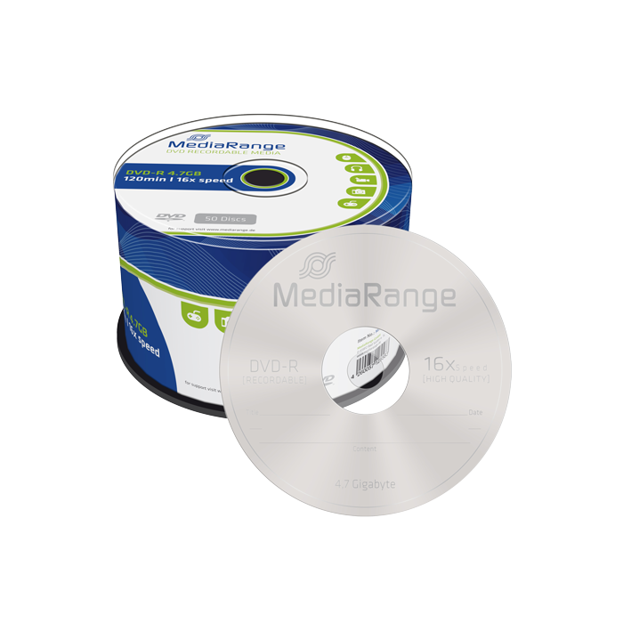 Optički disk MEDIA RANGE DVD-R 4.7GB 16x, Cake 50 - MR444 DVD-R, 4.7 GB