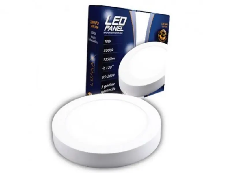 LUMAX LED Panel, LUMNPO-18W 3000K, Nadgradni-okrugli 1530 lm