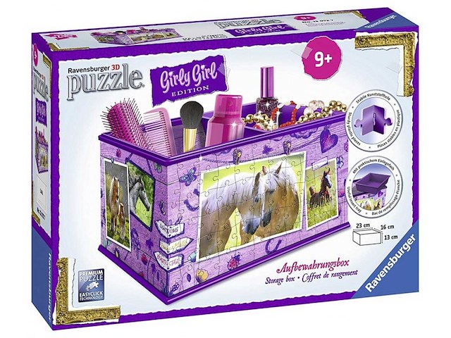 Ravensburger 3D puzzle GIRLY GIRL edition - Za devojčice - Kutija za sitnice - Konji - Storage Box Horses 216 delova RA12072