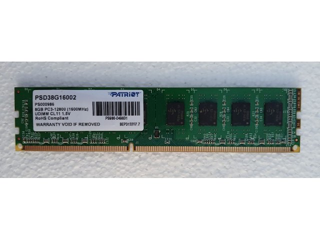 Ddr3 Patriot 8Gb 1600Mhz
