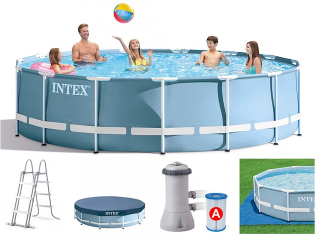 INTEX BAZEN PRISM FRAME 549 x 122 cm Sa Merdevinama, Pumpom, Pokrivkom i Podlogom
