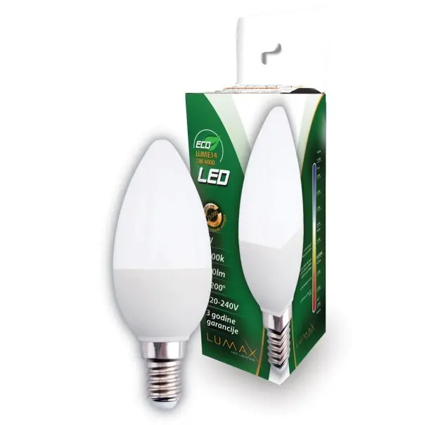 Lumax LED sijalica, Eco, 5W, 4000K, E14, Bela