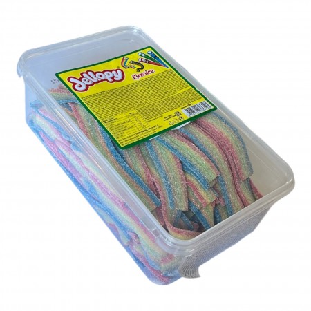 Jellopy sour belt pvc tuti fruti 1kg 100pcs